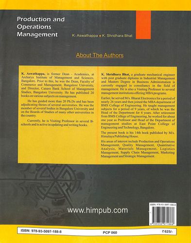 Buy Production & Operations Management book : K Aswathappa,K Shridhara ...