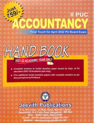 Buy Accountancy 2 Puc Hand Book Final Touch For April 2022 Pu Board ...