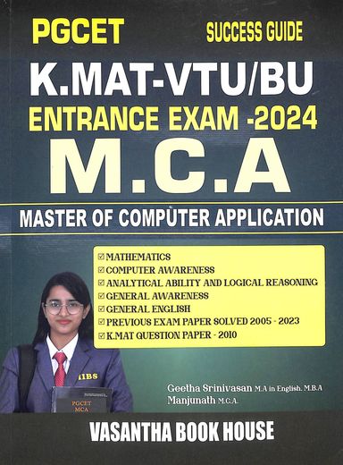 Buy Pgcet Success Guide Kmat- Vtu-Bu Mca Entrance Exam 2024 Mca book ...