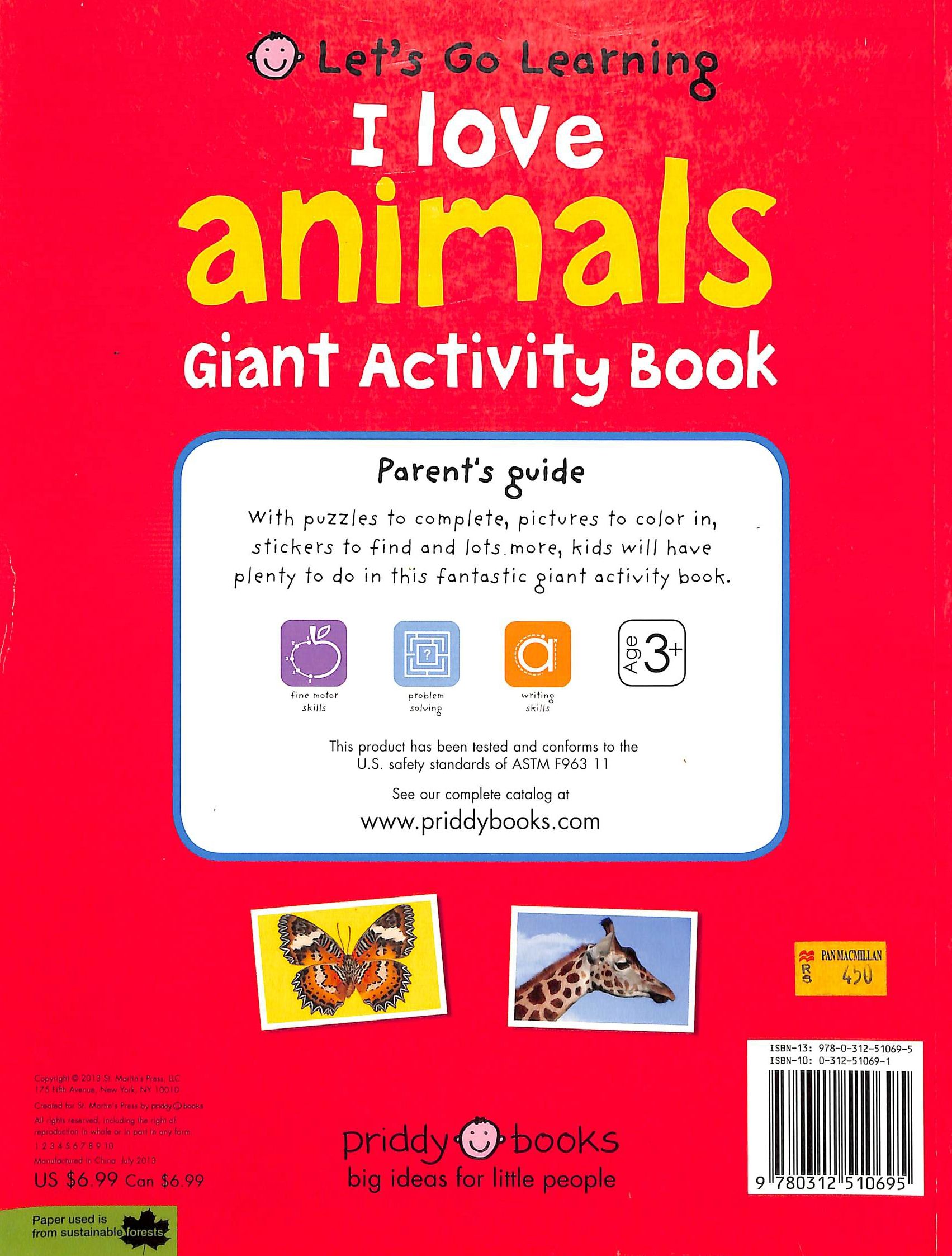 Buy I Love Animals Giant Activity Book With 200 Stickers book : Na ...