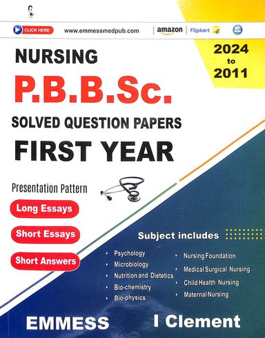 Buy Nursing Pb Bsc Solved Question Paper 1st Year 2024 To 2011 book : I ...