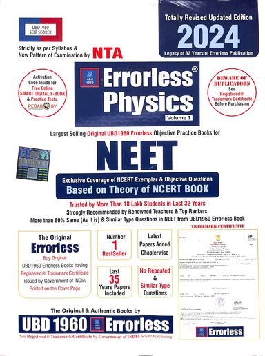 Buy Errorless Physics Neet For Set Of 2 Vols : 2024 book : Na ...