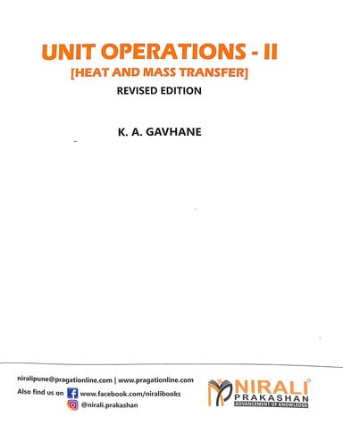 Buy Unit Operations 2 : Heat & Mass Transfer 3rd Year Diploma In ...