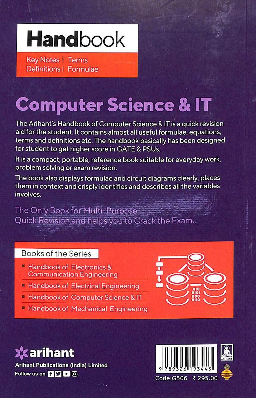 Buy Handbook Computer Science & It Gate Ies Psus & Other Competitive Exams : Code G506 book ...