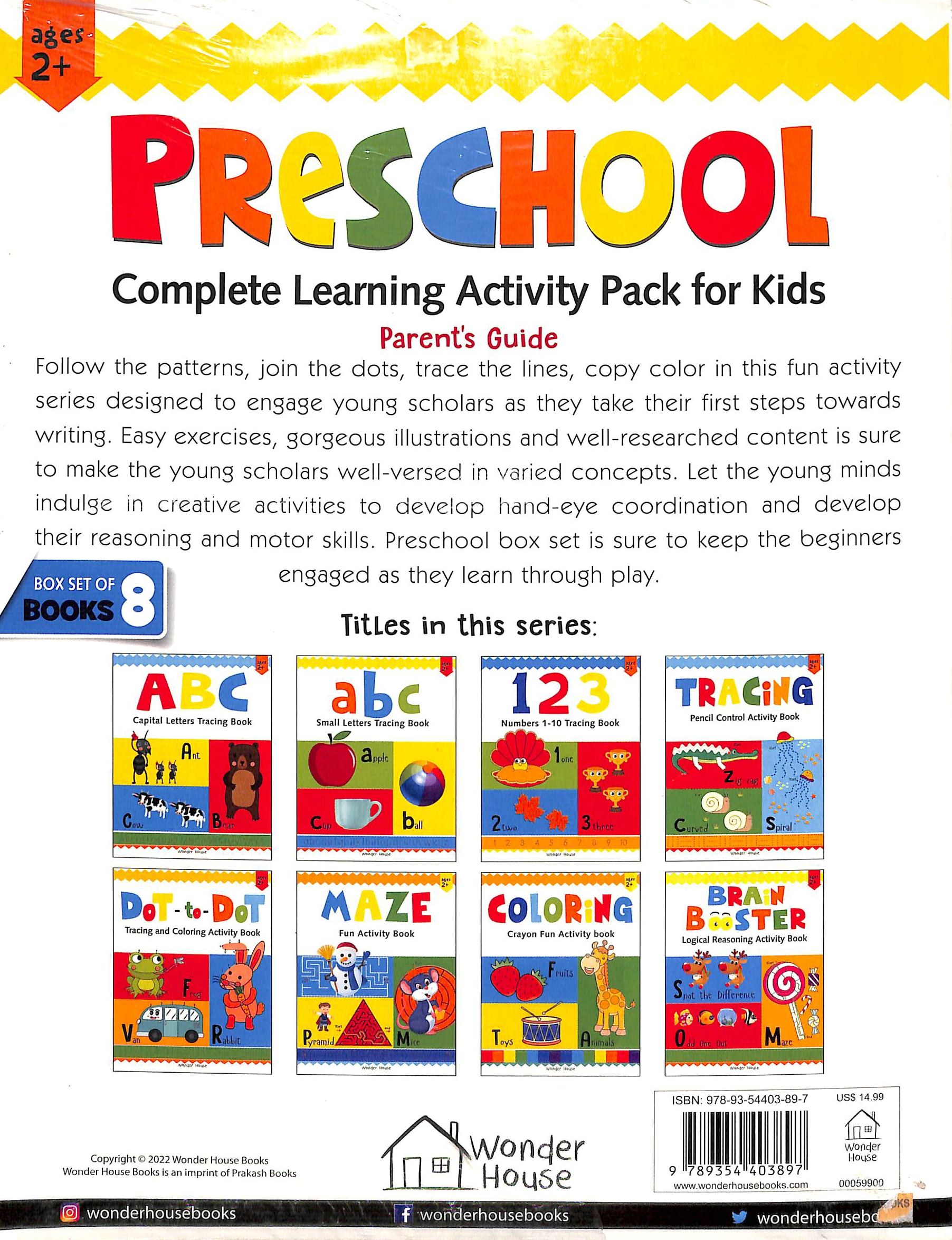 Buy Preschool Complete Learning Activity Pack For Kids Set Of 8 Books 2 ...