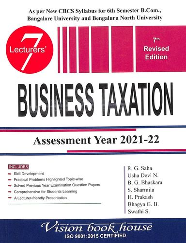 Buy 7 Lectures Business Taxation For 6 Sem Bcom : Bu Bnu book : Rg Saha ...