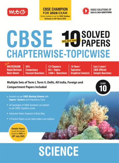 Buy MTG CBSE 10 Years (2025-2016) Chapterwise Topicwise Solved Papers ...