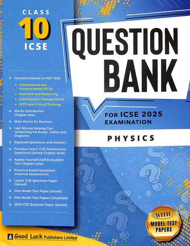 Buy Physics Class 10 Question Bank For 2025 Examination With Model Test ...