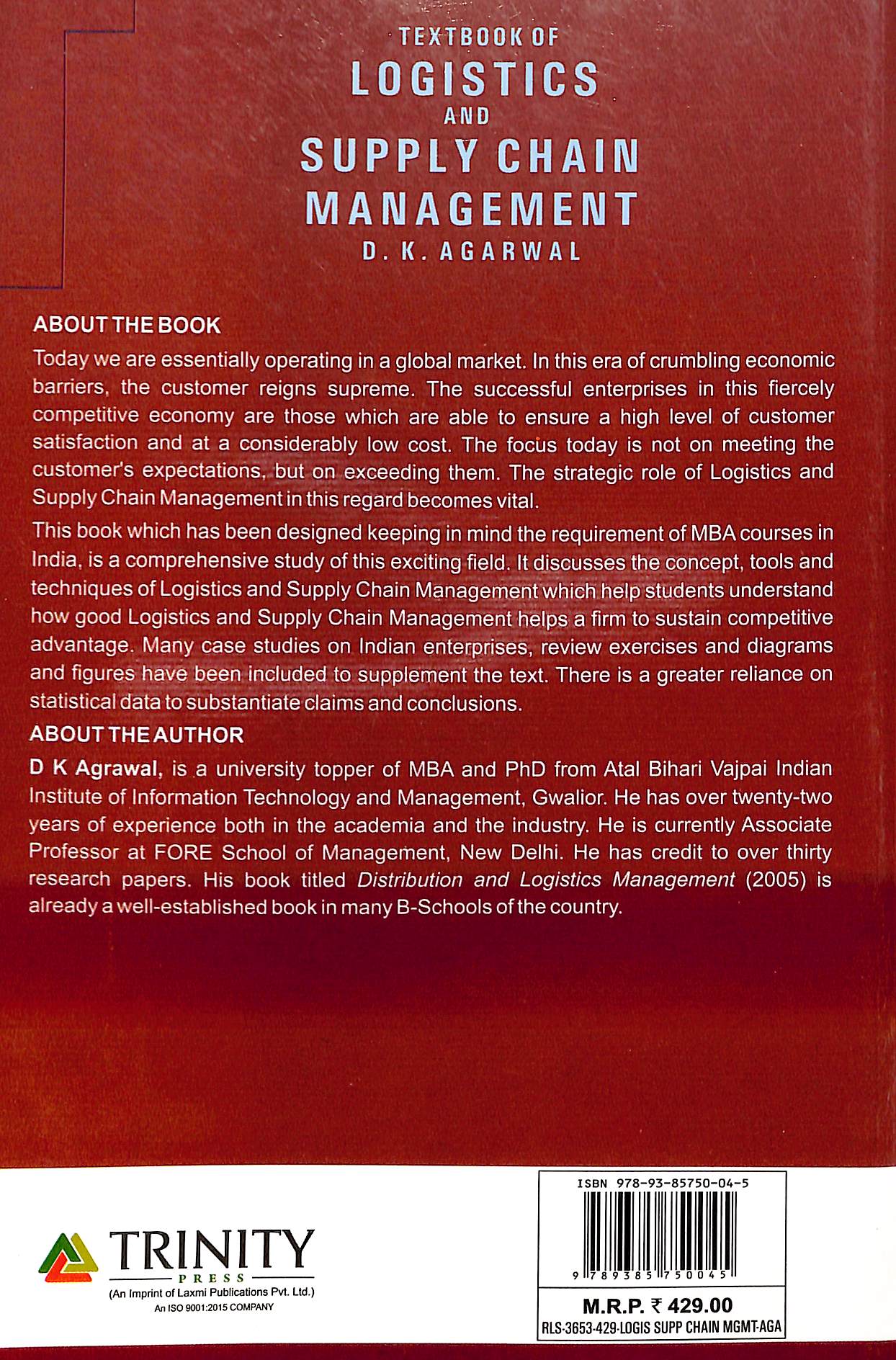 Buy Textbook Of Logistics & Supply Chain Management book : Dk Agarwal ...